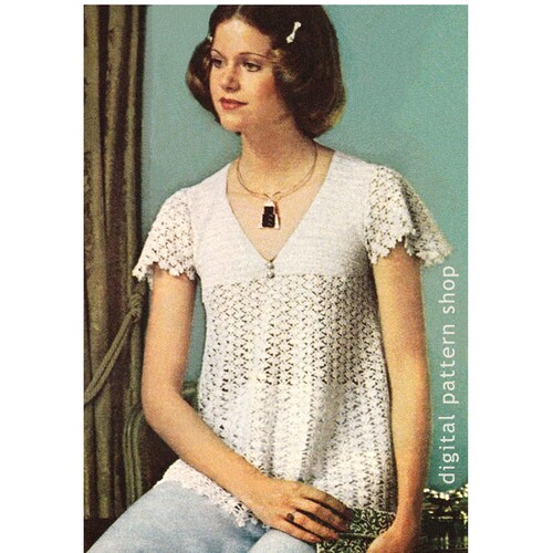 Crochet Top Pattern Angel Sleeve Lacy Top Crochet Pattern - Etsy