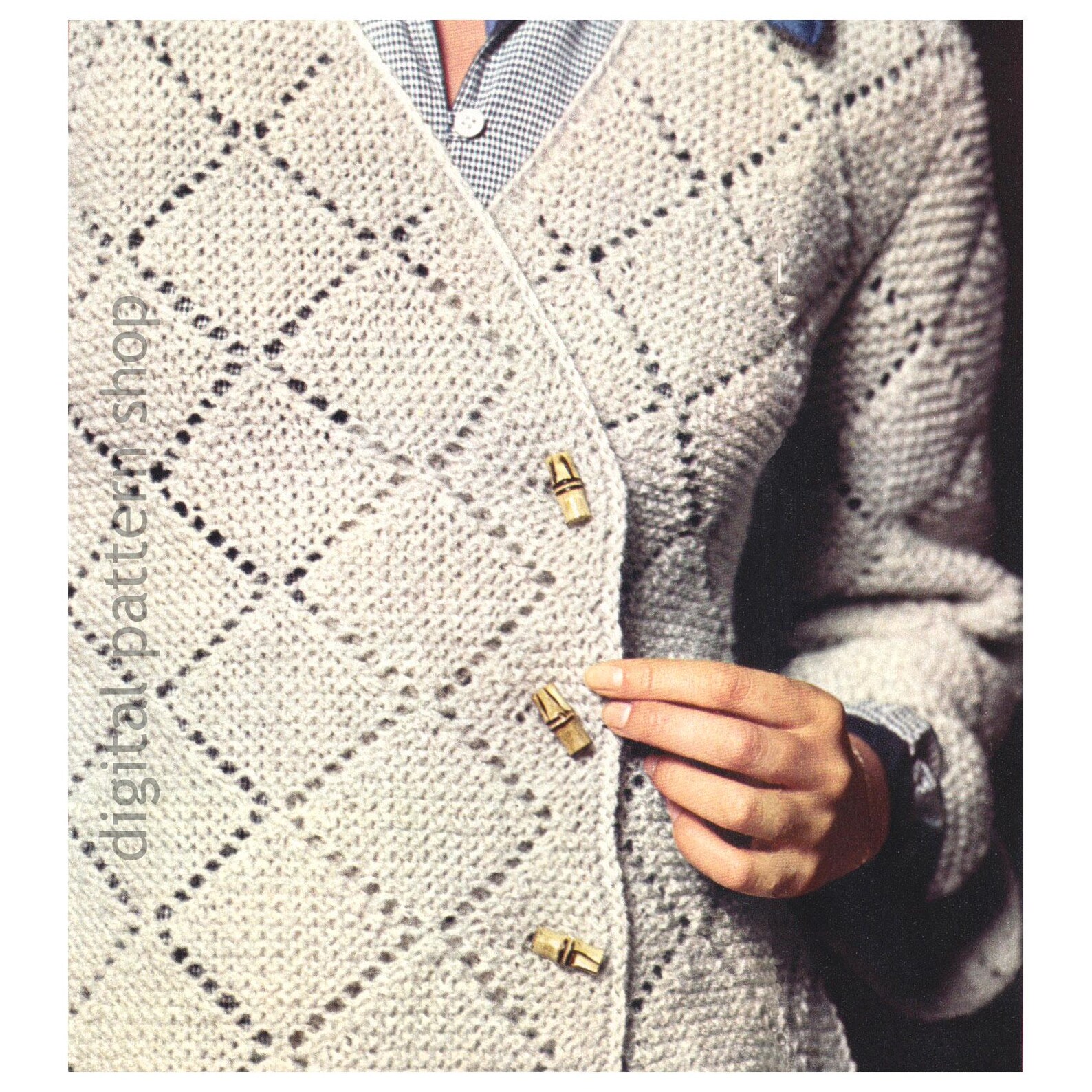 Jacket Knitting Pattern, Garter Stitch Diamond Jacket, Light Wrap ...