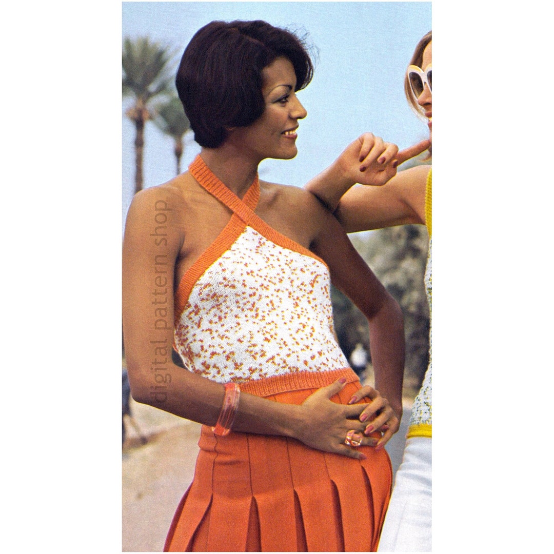 Halter Top Knitting Pattern, Low Back Top, Vintage Knit Halter for ...