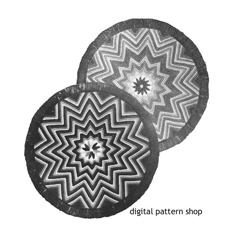 Crochet Rug Pattern 1940s Vintage Round Star Rug Zig Zag Rug - Etsy