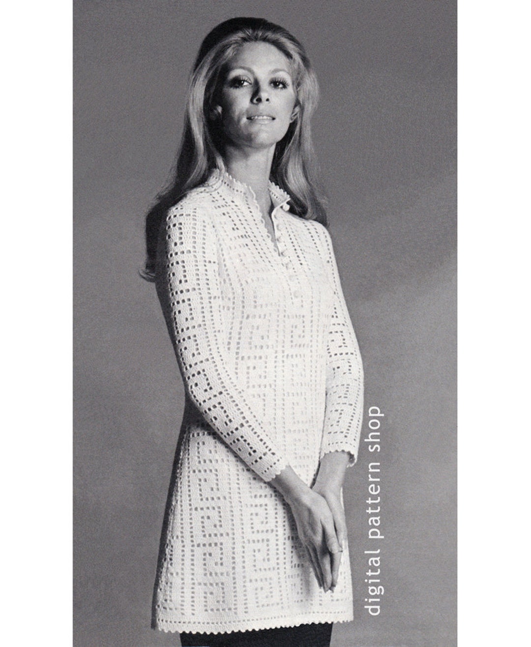 Crochet Pattern Tunic Top or Mini Dress Greek Key Filet - Etsy