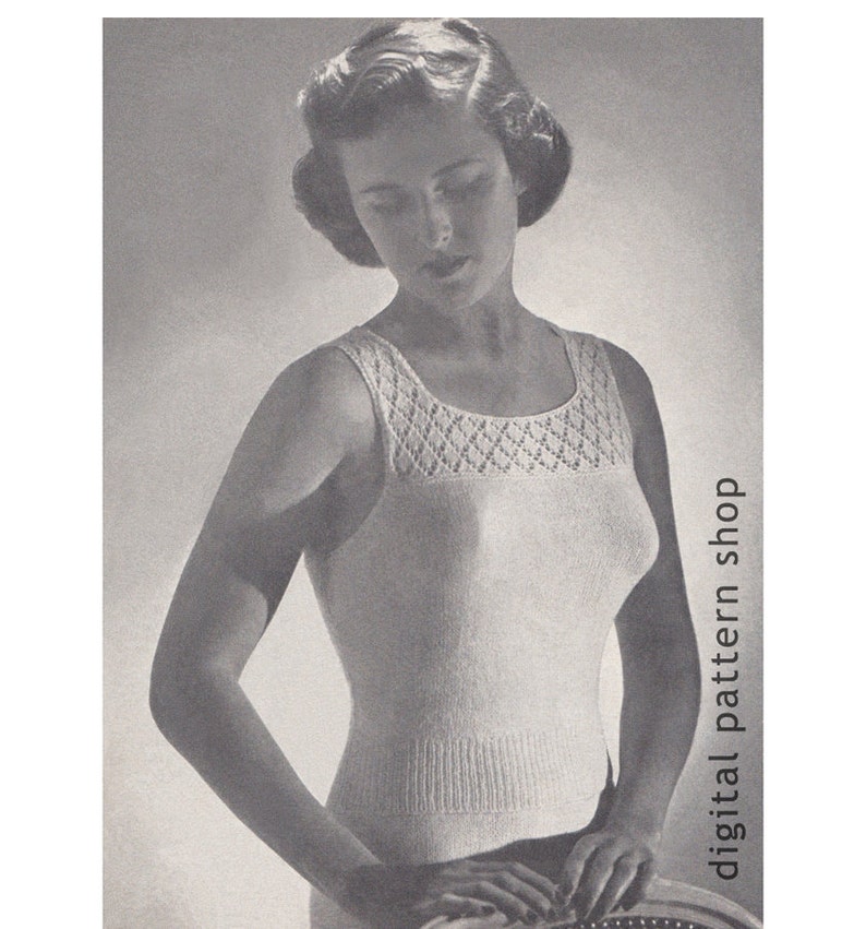 Knit Camisole Pattern 1940s Vintage Lace Top Knitting Pattern Womens ...