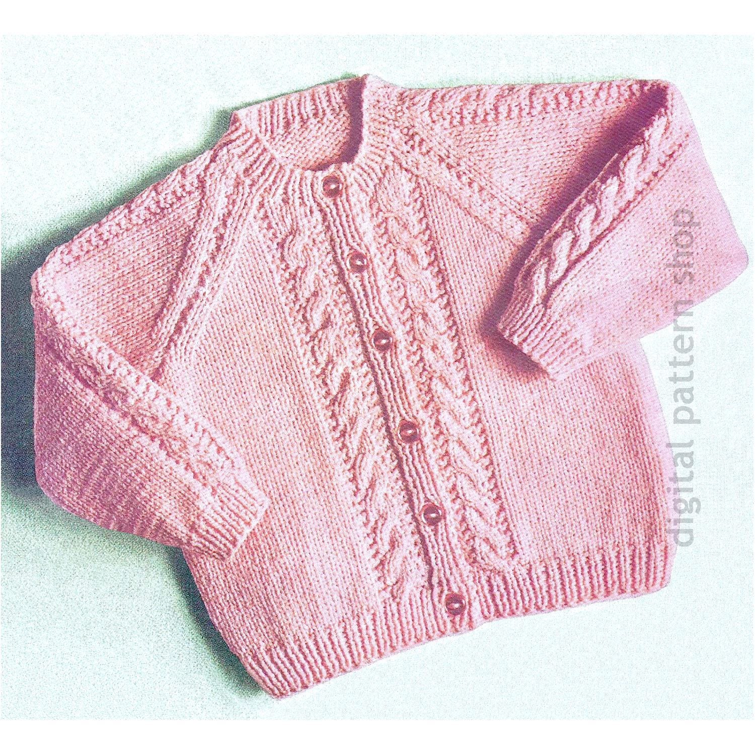 Girls Cardigan Knitting Pattern, Cable Knit Raglan Sleeve Sweater ...