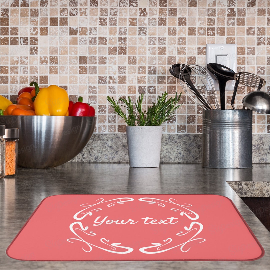 Personalized Coral Dish Drying Mat: Vintage Kitchen Decor - Etsy