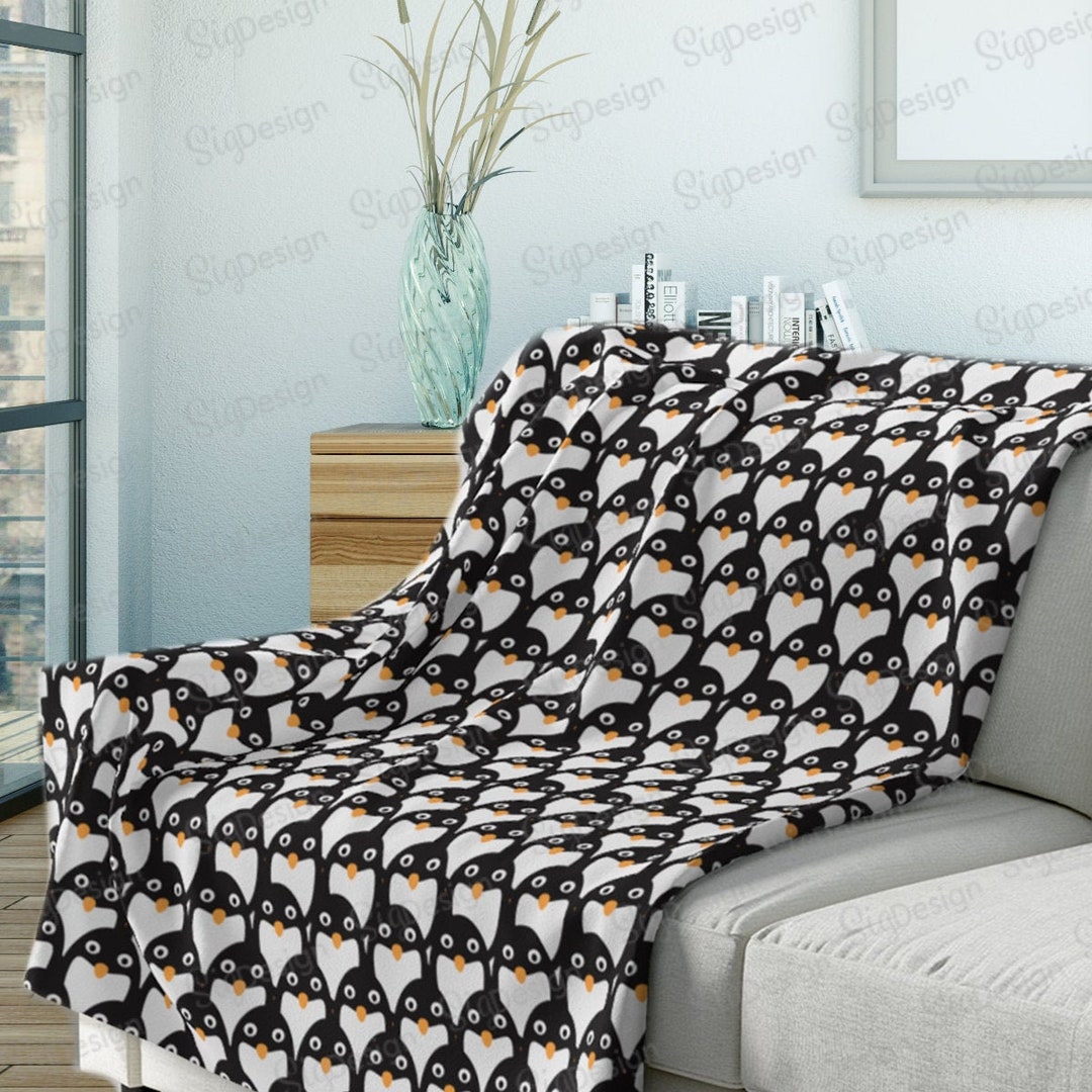Penguin Throw Blanket, Black and White Fleece - Etsy