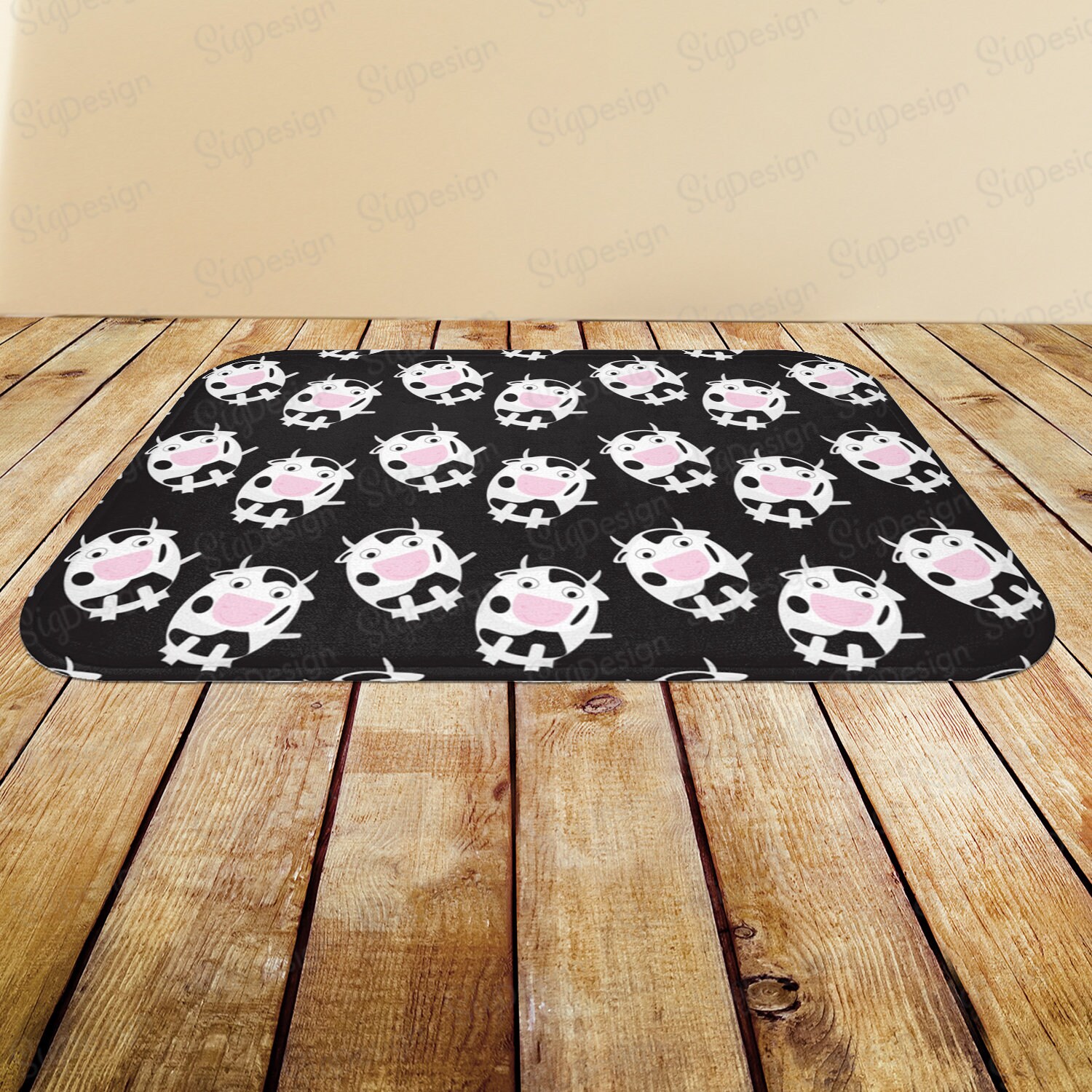 Black and White Cows Bath Mat Bath Rug With Cute Cows - Etsy