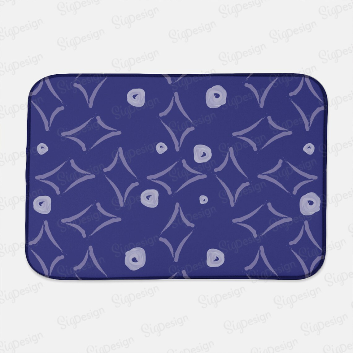 Blue Dish Drying Mat Abstract Blue Kitchen Counter Decor With | Etsy