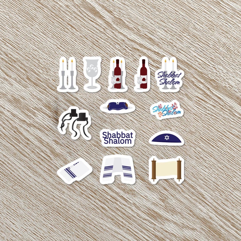 Shabbat Shalom Stickers: Jewish Planner Decals, Set of 13 - Etsy