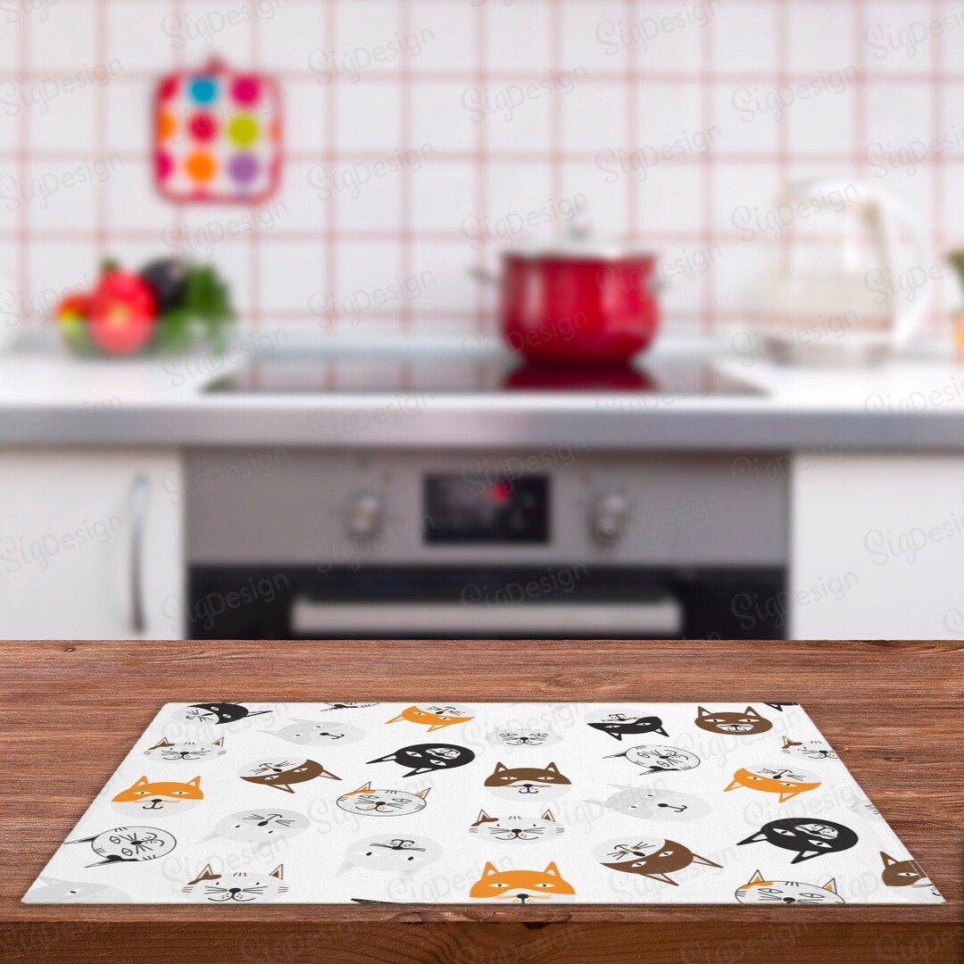 Cats Placemat, Black Gray Orange Brown White Cats Print on Place Mat ...