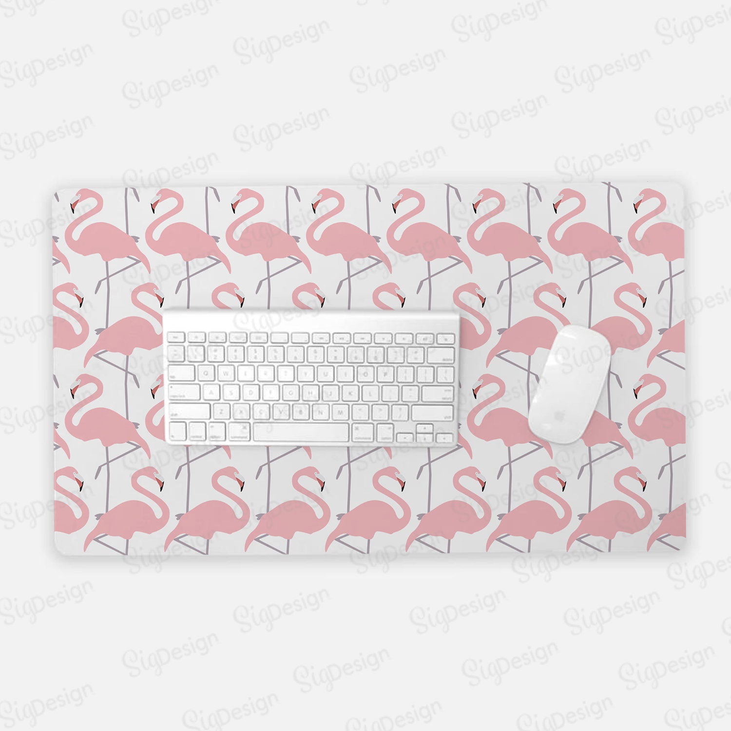 Pink Flamingo Desk Mat Flamingo Print on Desk Laptop Pad. | Etsy