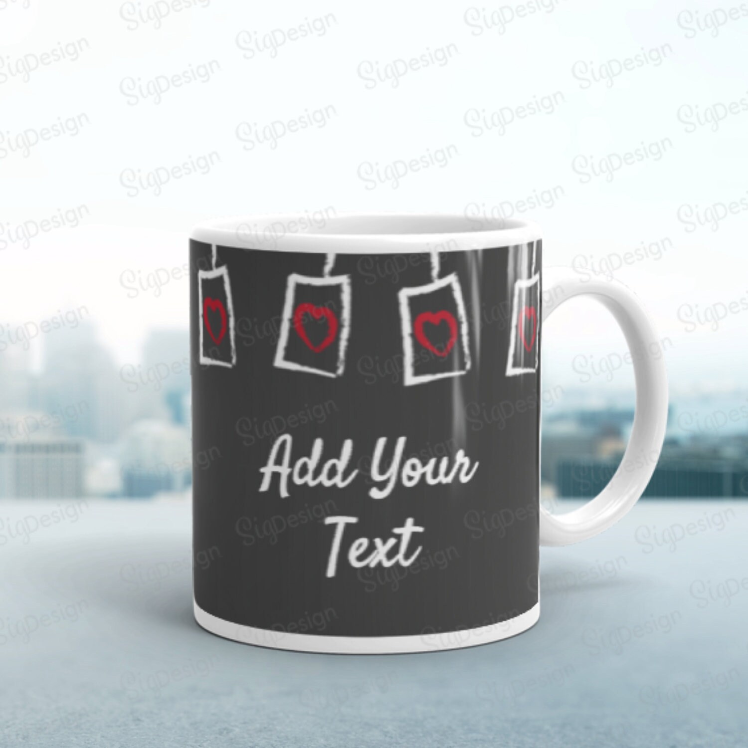 Personalized Coffee mug Hand drawn Heart ornaments and Custom | Etsy