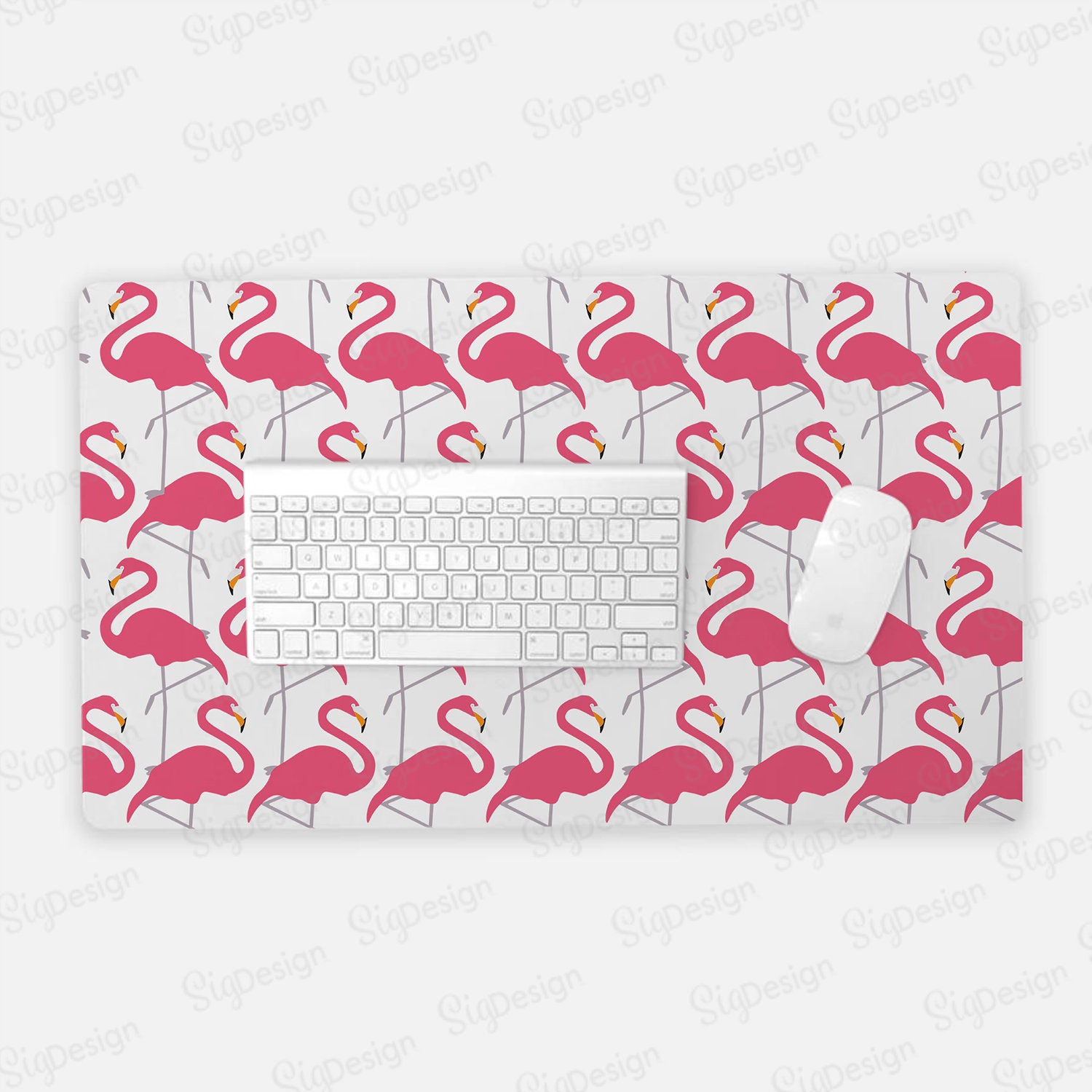 Pink Flamingo Desk Mat Flamingo Print on Desk Laptop Pad. | Etsy