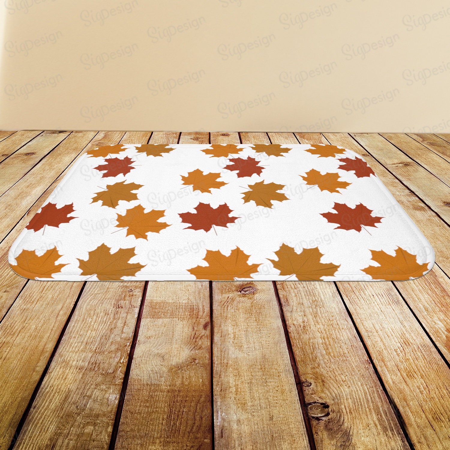 Brown Fall Leaves Bath Mat Brown and White Floor Rug 2 Sizes - Etsy