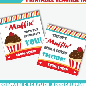 Teacher Appreciation Muffin Tags Printable Teacher Muffin - Etsy Israel