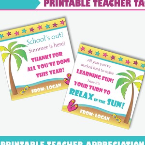 Beach Teacher Appreciation Tag Printable Teacher Appreciation Beach ...