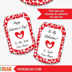 Printable Valentine's Day Tags for Kids, Editable Valentine Labels for ...