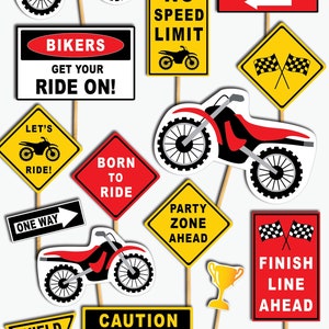 Motorcycle Birthday Decoration, Printable Dirt Bike Party Signs ...