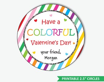 Valentine Crayon Favor Sticker for Kids Printable Colorful | Etsy
