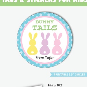 Easter Bunny Tails Labels, Printable Easter Bunny Stickers ...