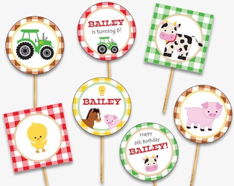 Farm Birthday Cupcake Toppers Farm Birthday Party Decoration - Etsy