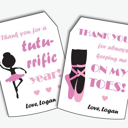 Dance Teacher Thank You Tags Printable Dance Teacher Gift - Etsy