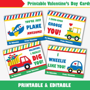 Transportation Valentine's Day Classroom Cards Printable Kids Valentine ...