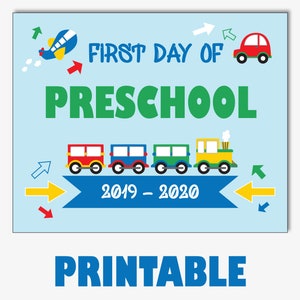 Printable First Day of Preschool Sign Reusable Back to | Etsy