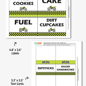 Motocross Party Food Labels Printable Decorations for a Dirt Bike Baby ...