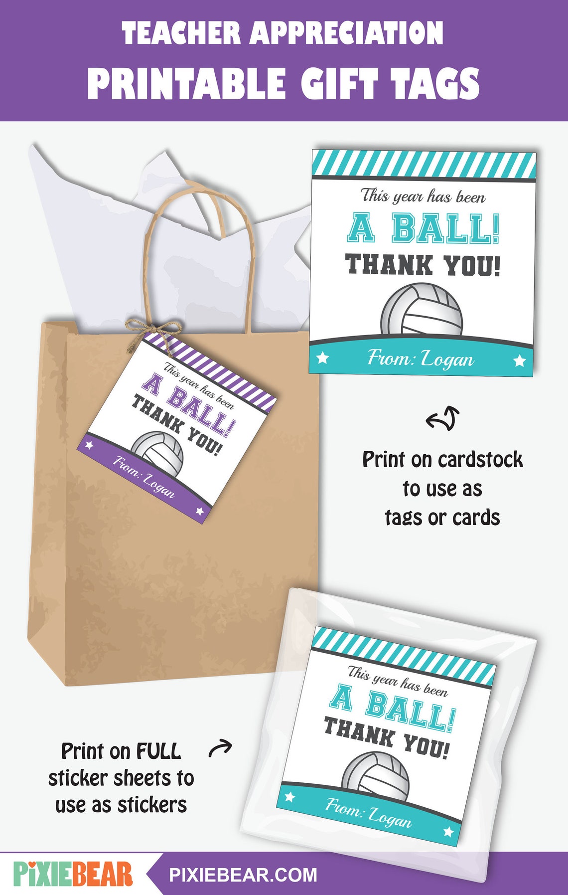 Volleyball Coach Card Printable Teacher Appreciation Tag or | Etsy