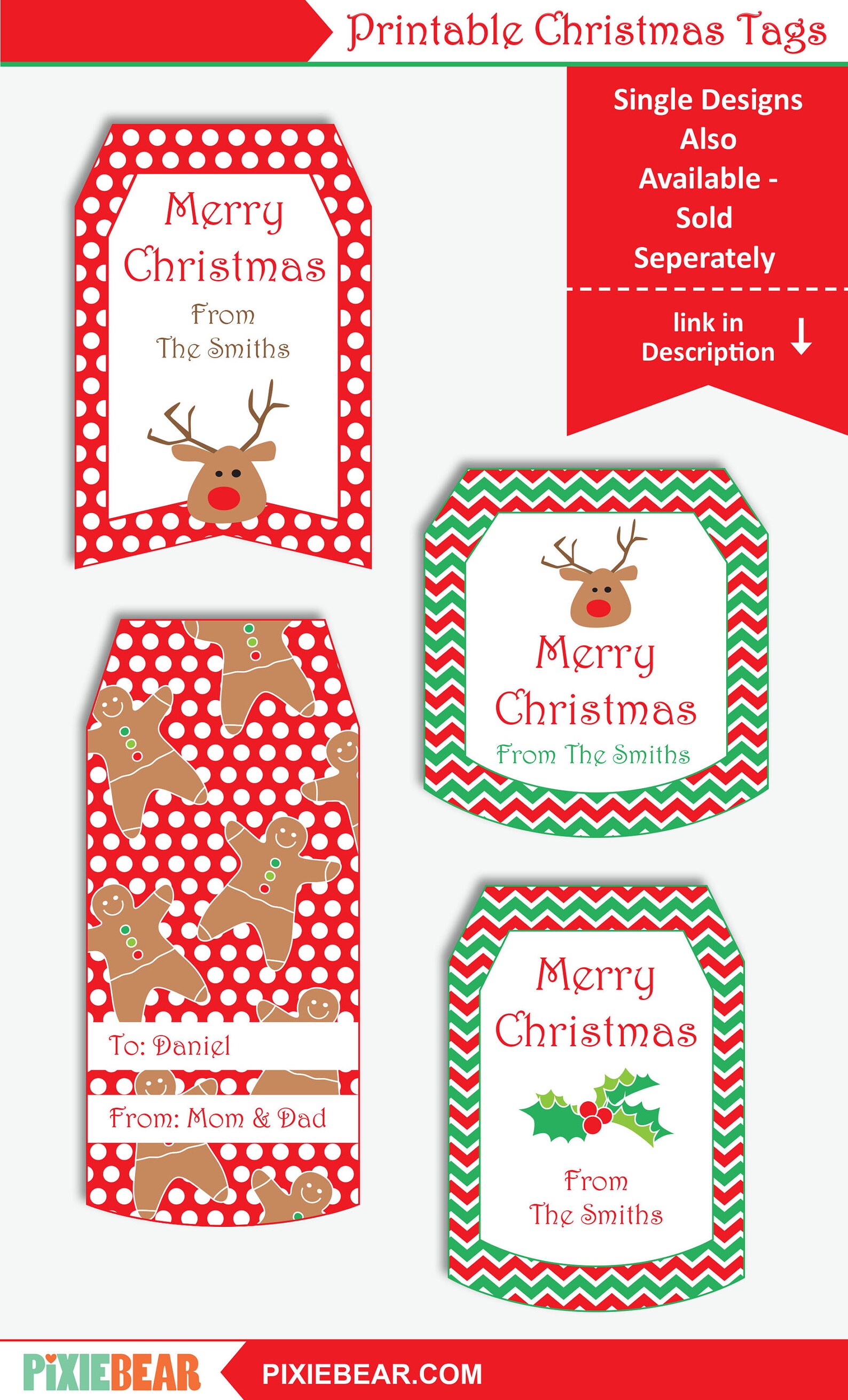 Christmas Gift Tags Personalized Christmas Tags Editable | Etsy