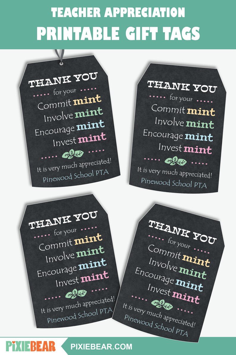 Teacher Appreciation Mint Labels Printable Mint Teacher - Etsy