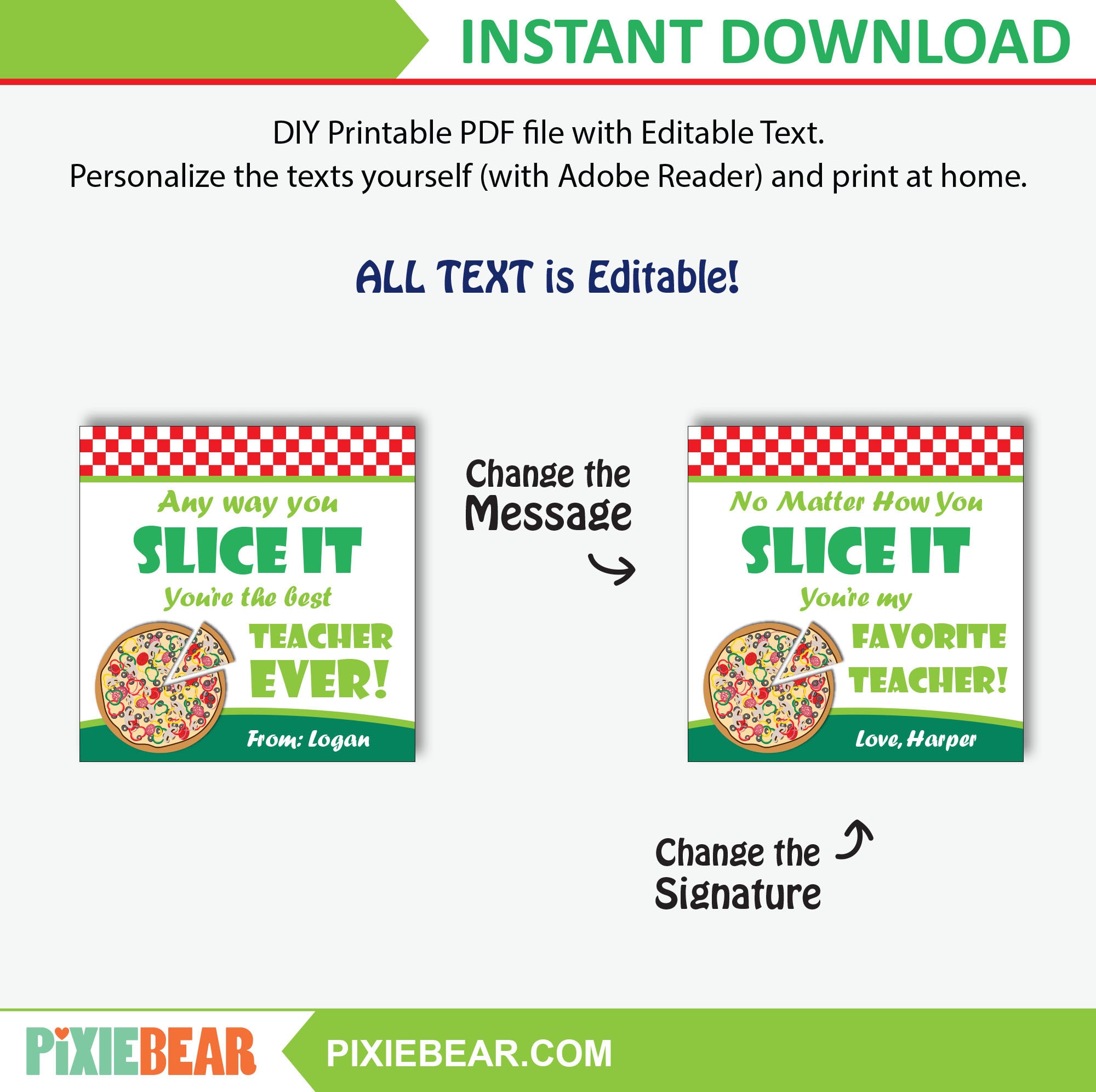 Teacher Appreciation Pizza Box Labels Printable Pizza Box | Etsy