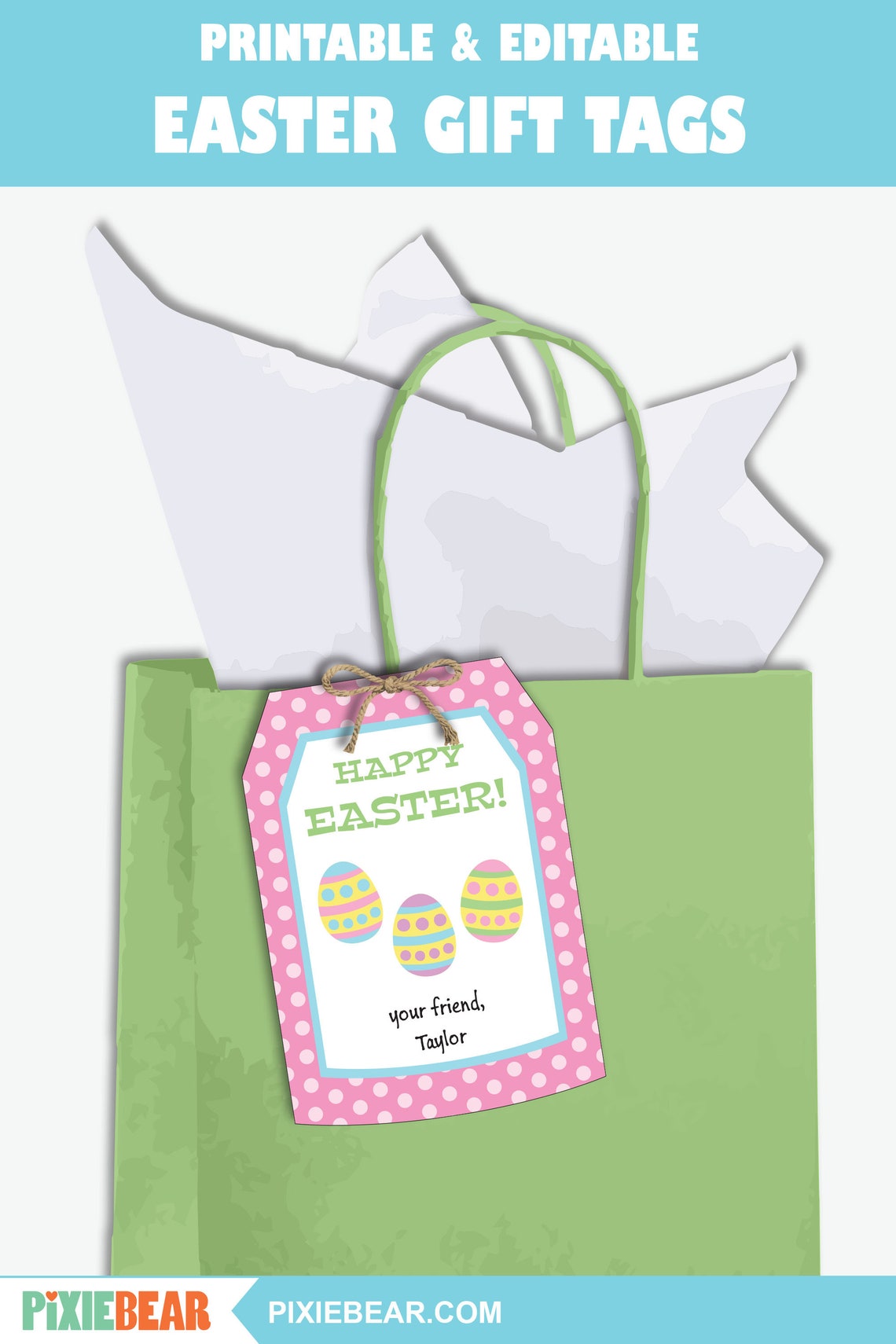 Printable Easter Egg Gift Tags Editable Happy Easter Treat | Etsy