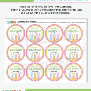 Easter Bunny Tag Printable Easter Bunny Stickers for School, Happy ...