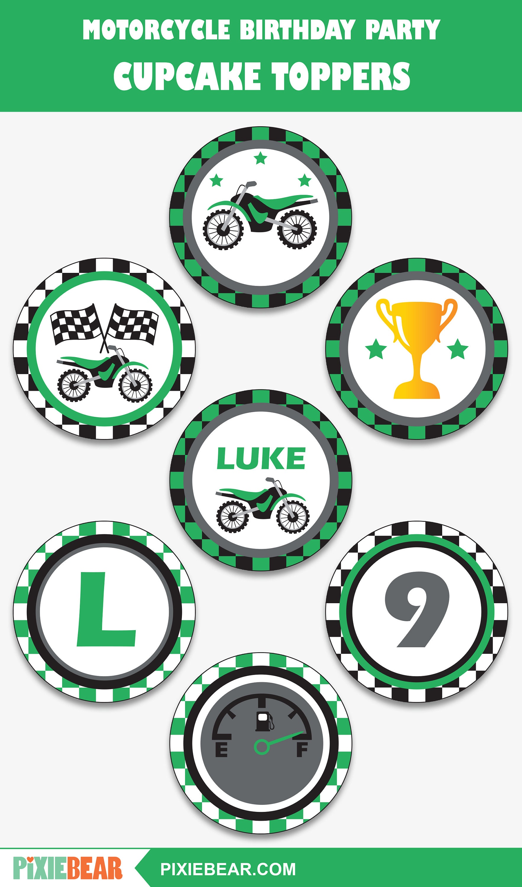 Motorcycle Cupcake Toppers Printable Motocross Party - Etsy Canada