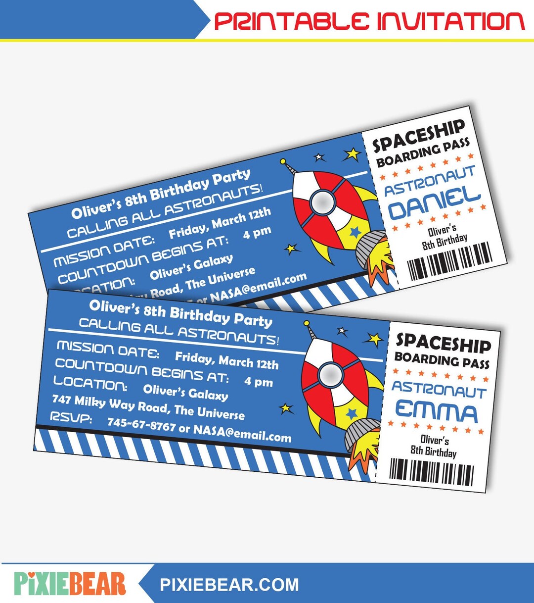 Space Invitation Rocket Invitation Space Birthday Invitation Space ...