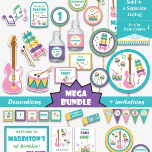 Music Birthday Food Tent Cards, Printable Music Party Food Labels ...