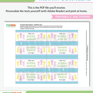 Easter Bunny Tails Labels Printable Easter Bag Toppers for Kids ...