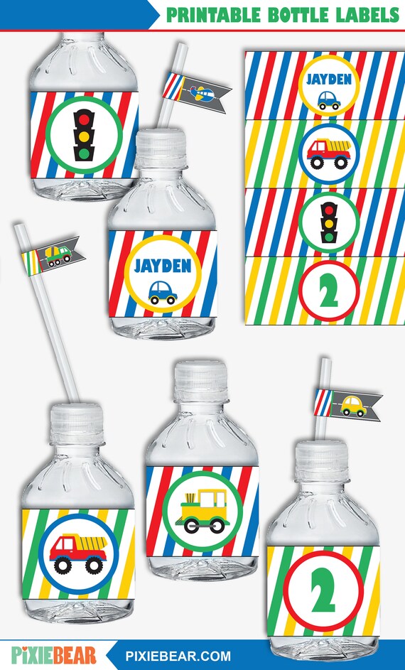 Transportation Water Bottle Labels - Printable Transportation First ...
