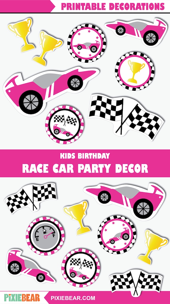 Racing Birthday Decorations, Printable Go Kart Party Decoration, Racing ...