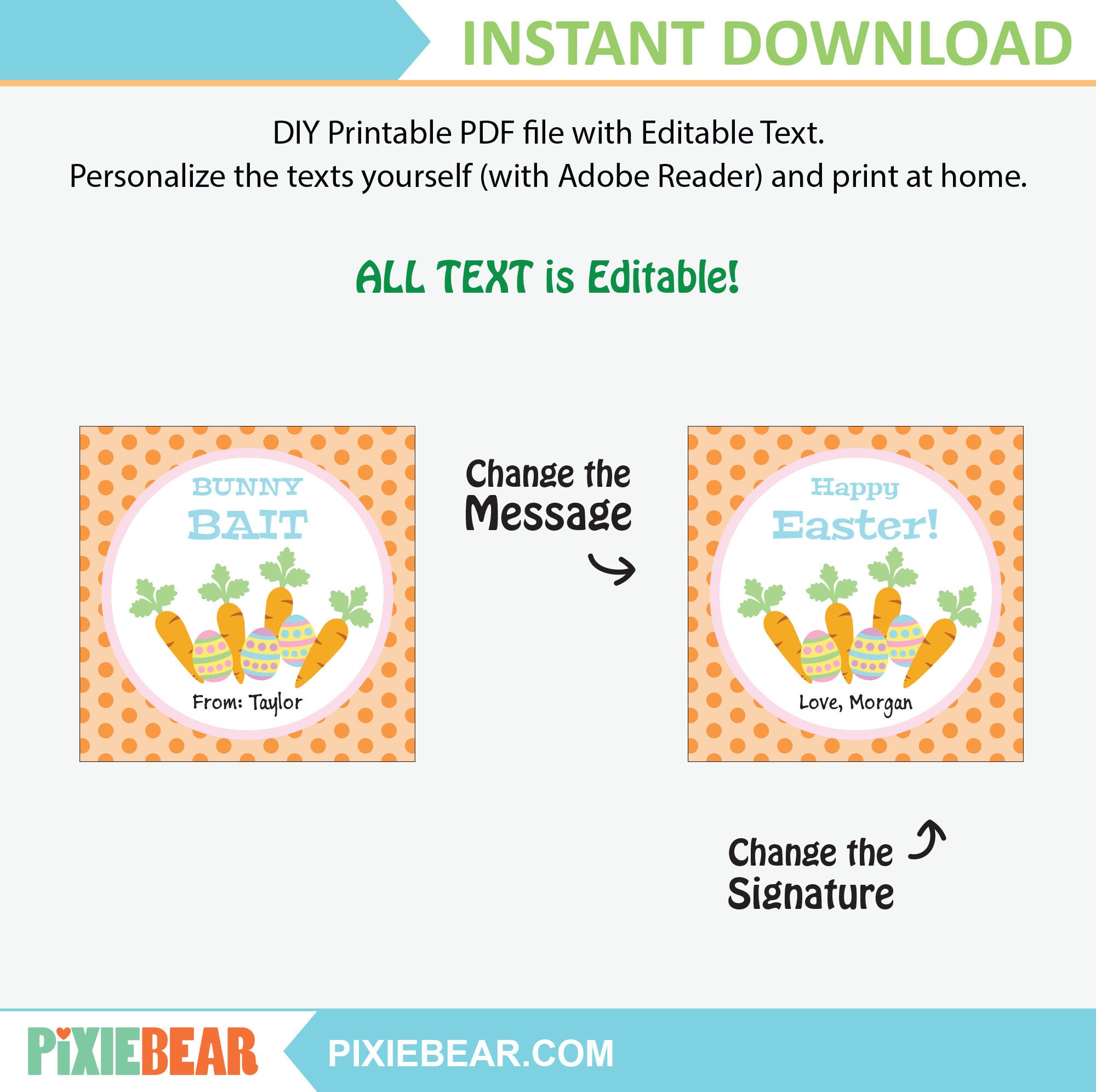 Easter Gift Tag Printable Easter Tag for Class Favors | Etsy