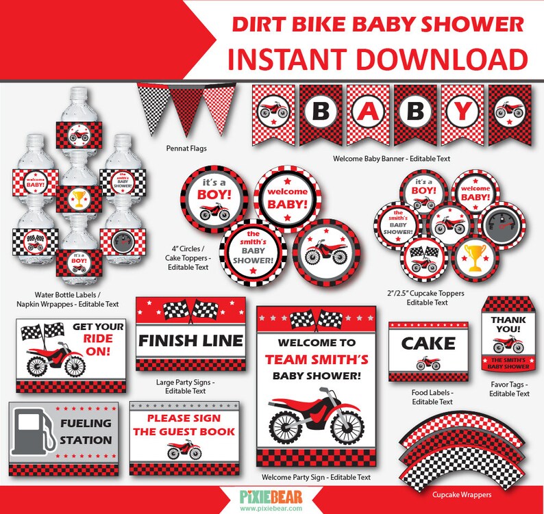 Motocross Baby Shower Motorcycle Baby Shower Dirt Bike - Etsy