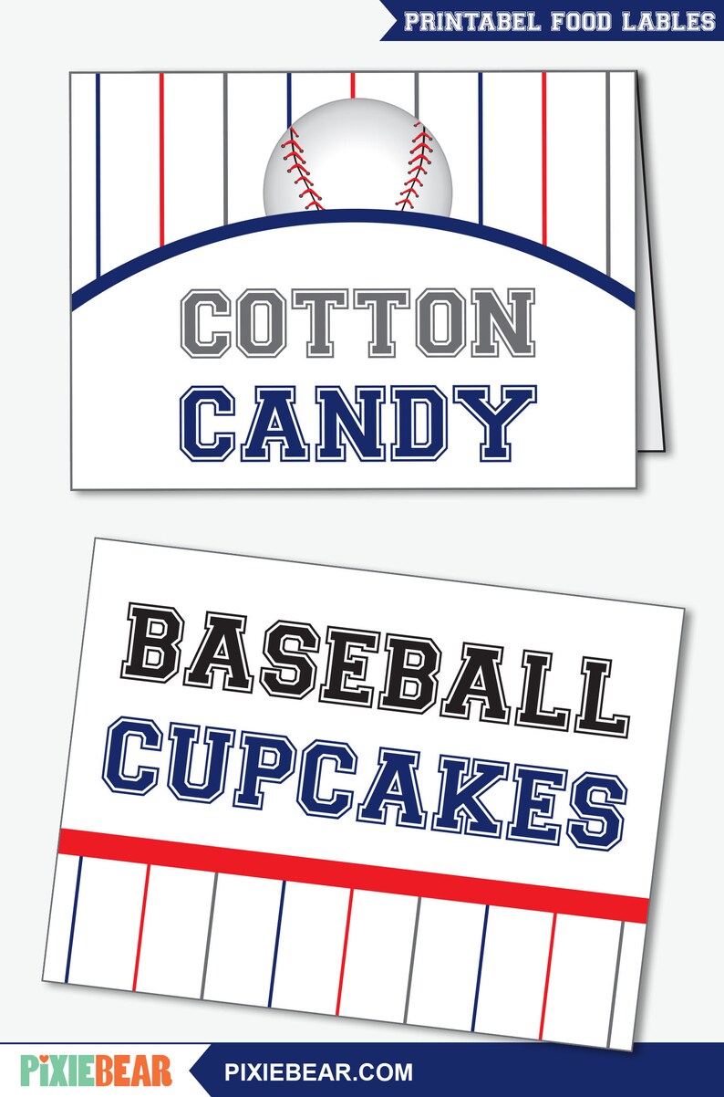 Baseball Food Labels Baseball Food Tent Cards Buffet Signs | Etsy