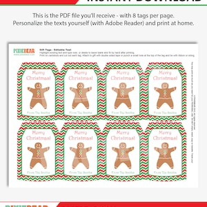 Gingerbread Man Tag Printable Christmas Gift Tag, Editable Christmas ...