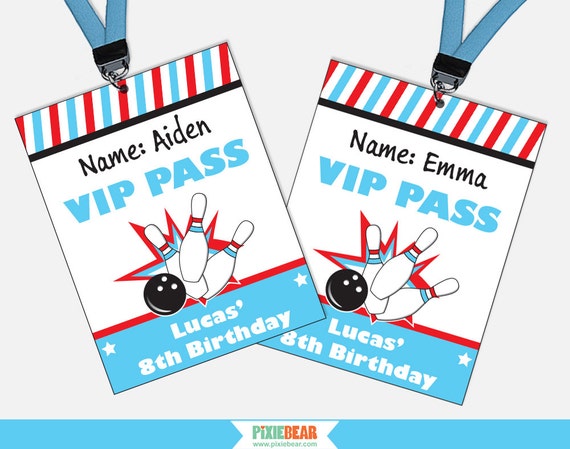Bowling Party VIP Passes, Printable VIP Pass for a Bowling Birthday ...