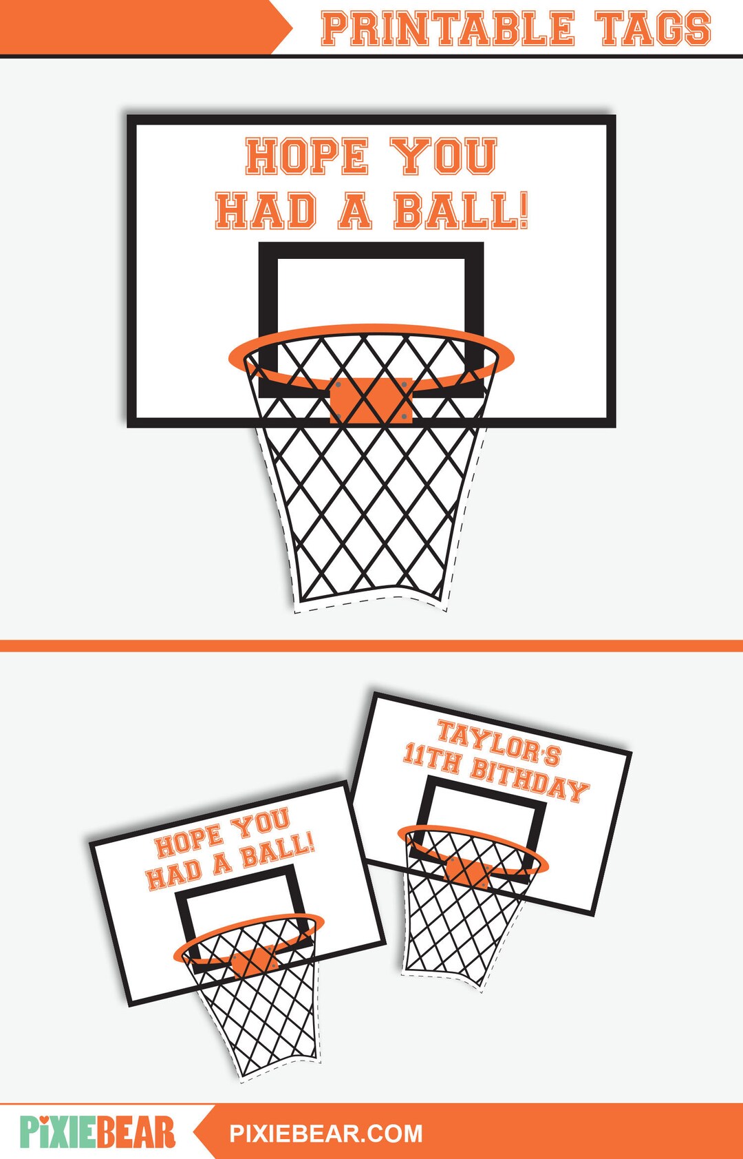 Basketball Thank You Tags Printable Basketball Favor Tags, Basketball ...