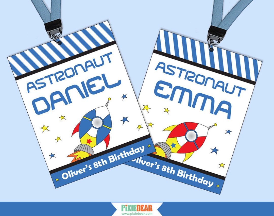 Space Birthday Astronaut Party Badges Rocket Party Astronaut Birthday ...
