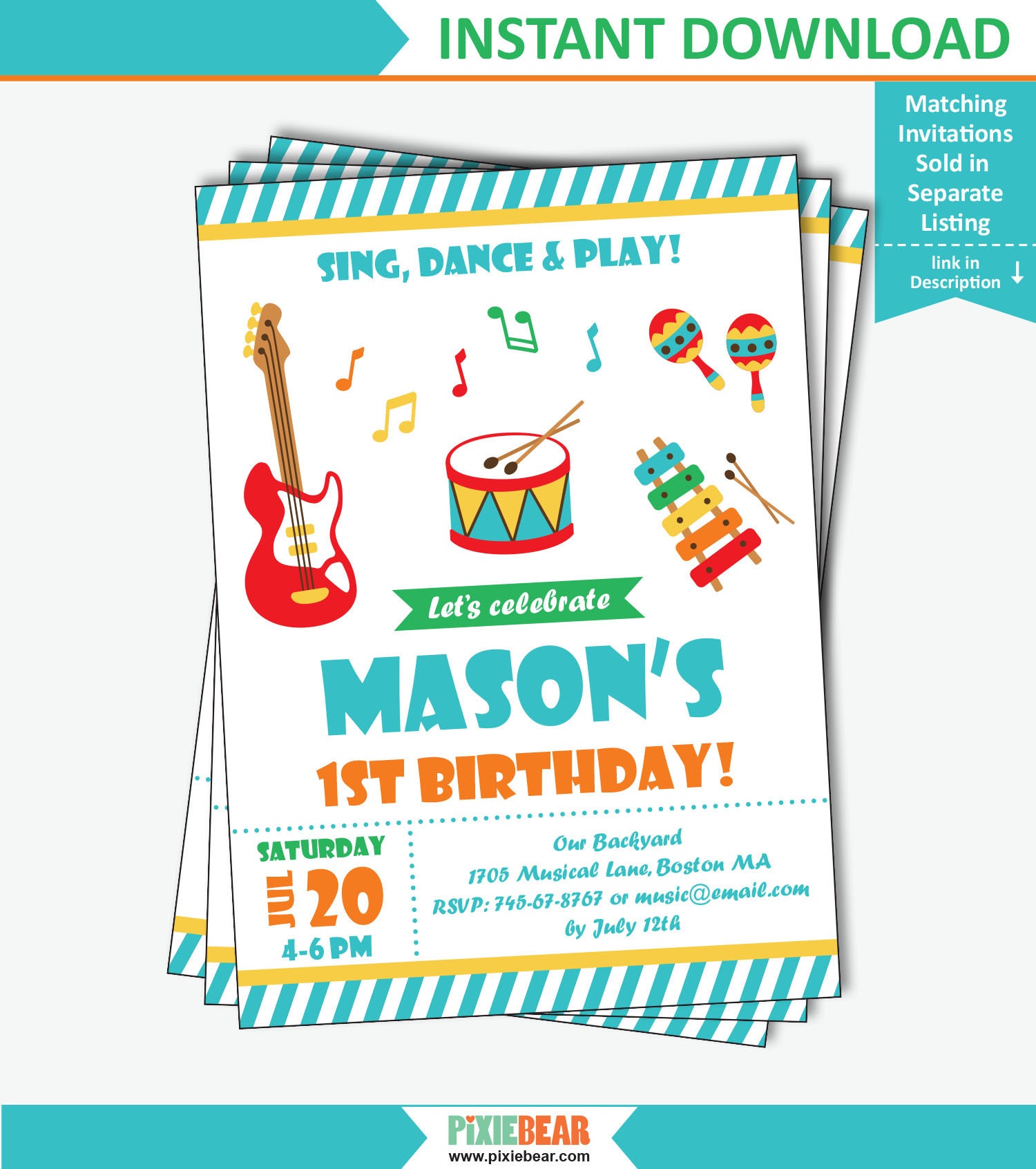 Music Gift Tag Printable Music Party Thank You Tag Music | Etsy