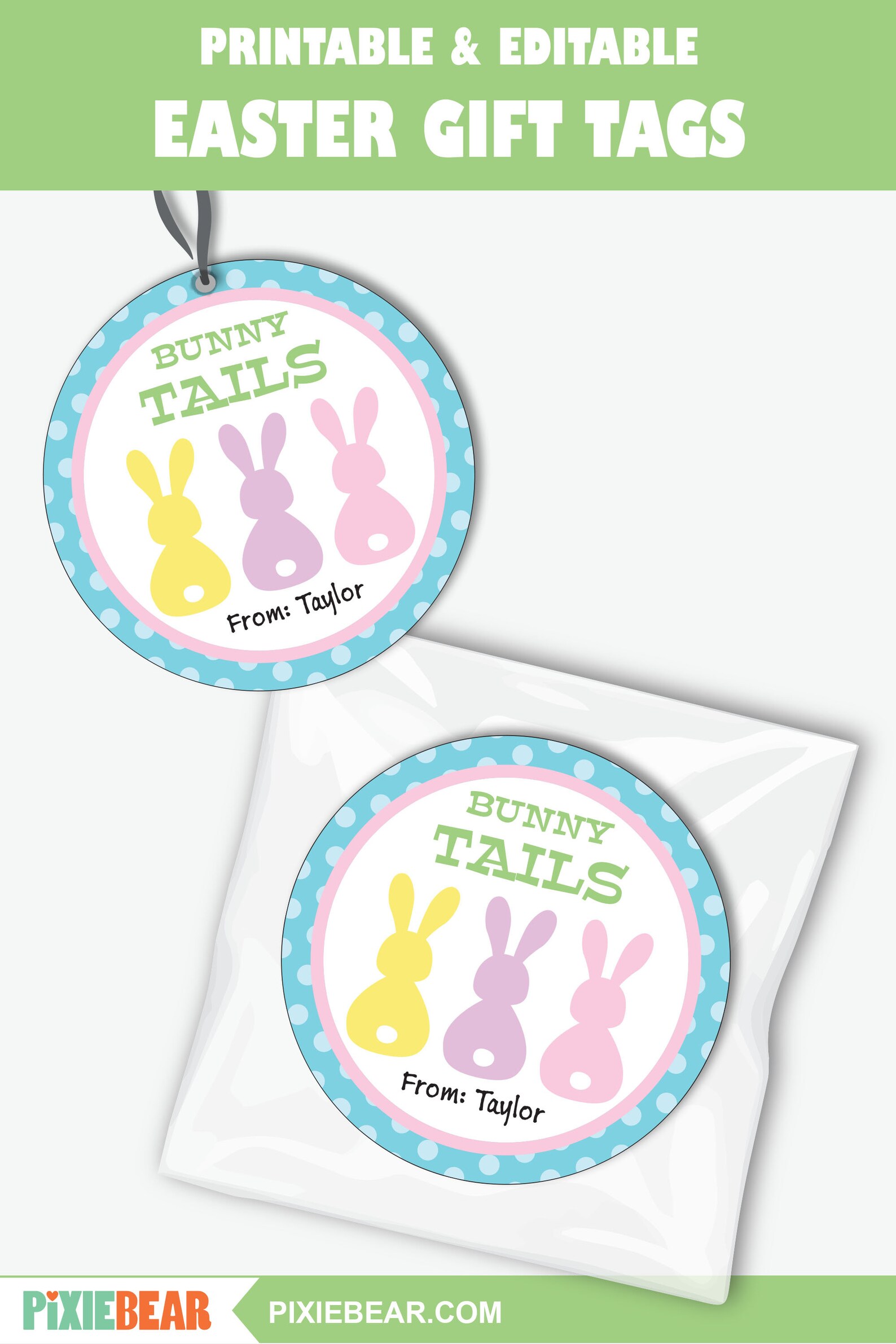 Easter Bunny Tails Labels, Printable Easter Bunny Stickers ...