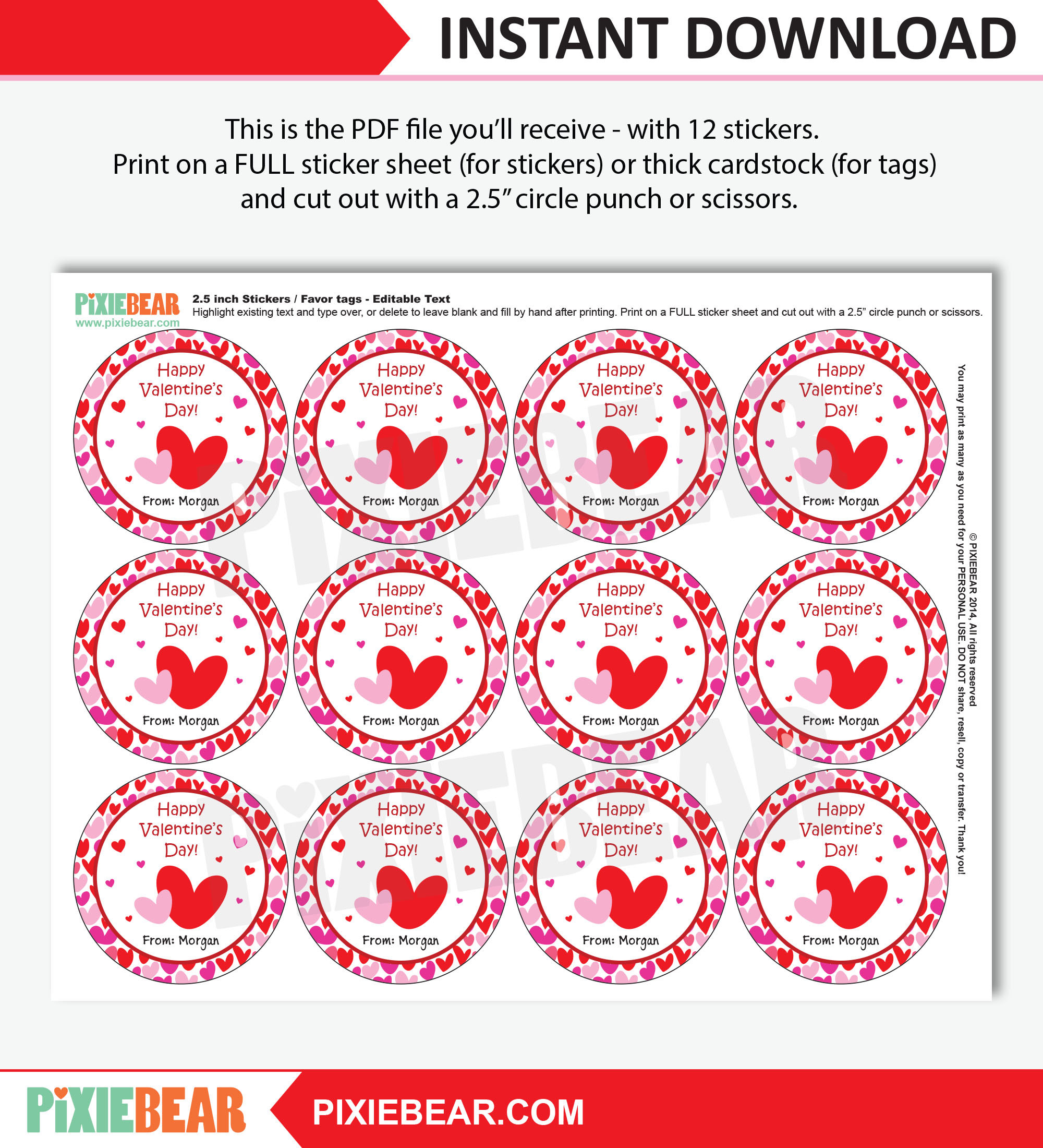 Valentines Day Heart Stickers for Kids' Classroom | Etsy